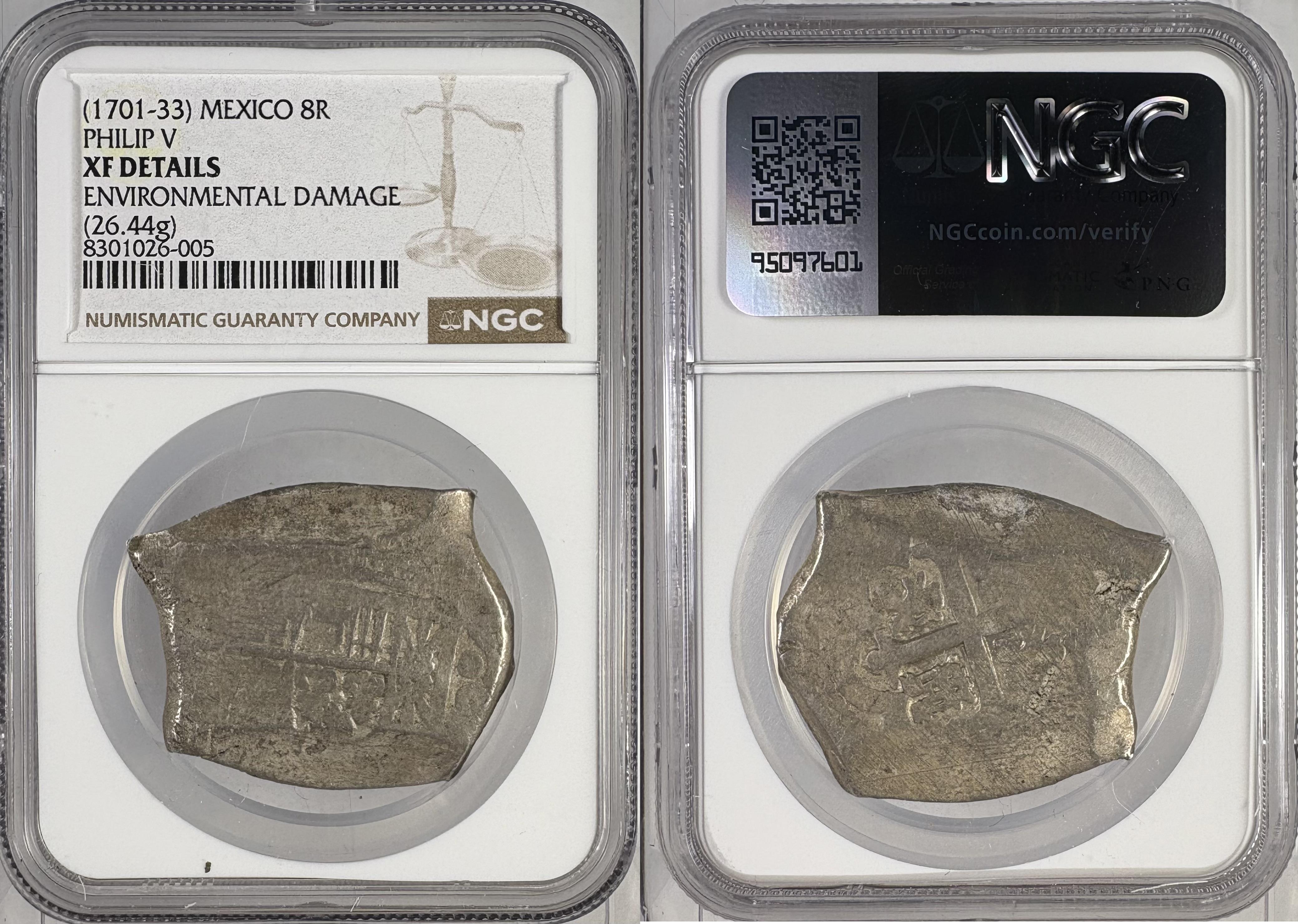 1700-1732 Mexico Cob 8 Reales - Philip V - NGC XF Details | North ...
