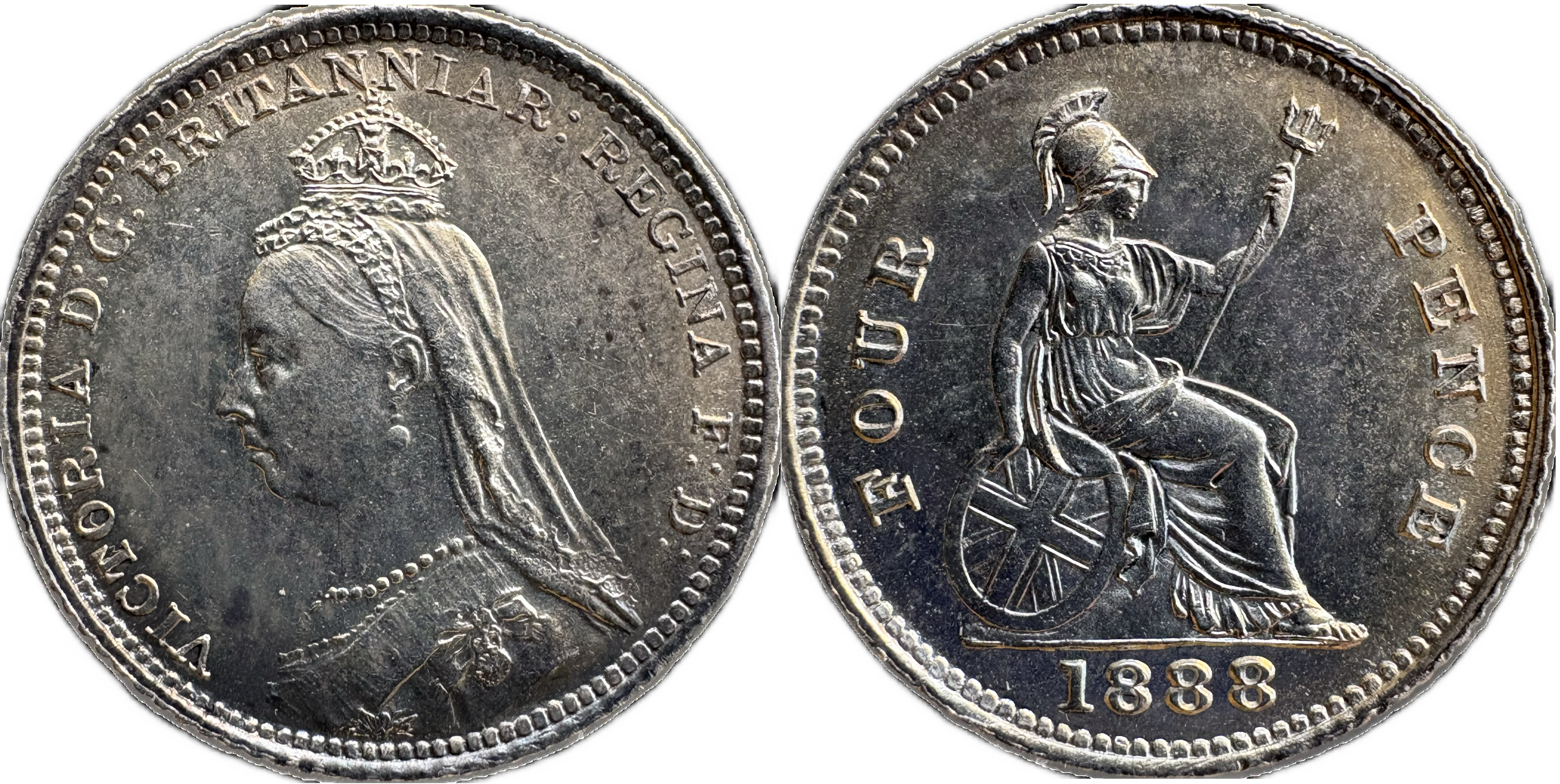 1888 Great Britain 4 Pence Victoria Uncirculated | European Coins