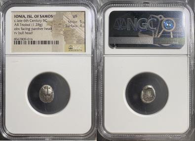 Islands off Ionia, Samos - Late 6th Century BC - AR Triobol - NGC VF