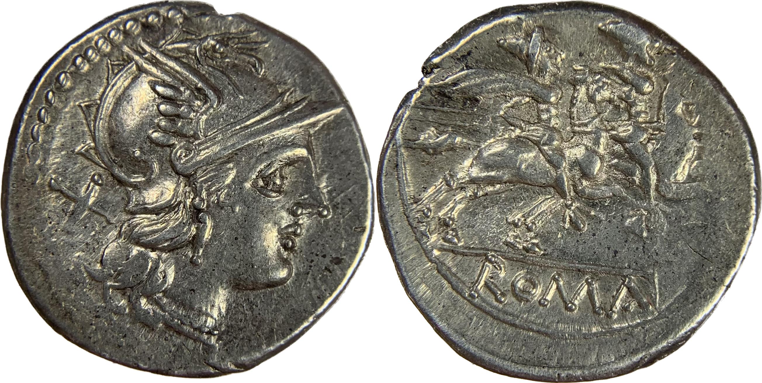 Roman Republic - Anonymous, 211-208 BC - AR Denarius | Roman Republican ...