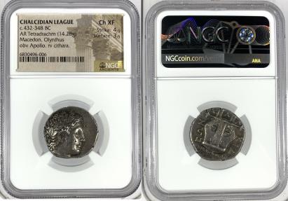Chalcidian League - c.432-348 BC - AR Tetradrachm - NGC Choice XF