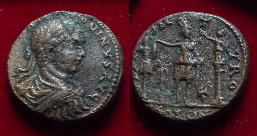 ELAGABALUS PHOENICIA, TYRE AE29. 218-222 A.D. Astarte trophy | Roman ...