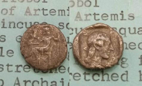 ARKADIA, Arkadian League. Circa 450-430 BC. AR Triobol/Hemidrachm Head ...