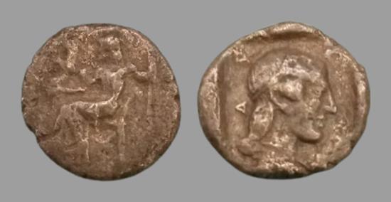 ARKADIA, Arkadian League. Circa 450-430 BC. AR Triobol/Hemidrachm Head ...