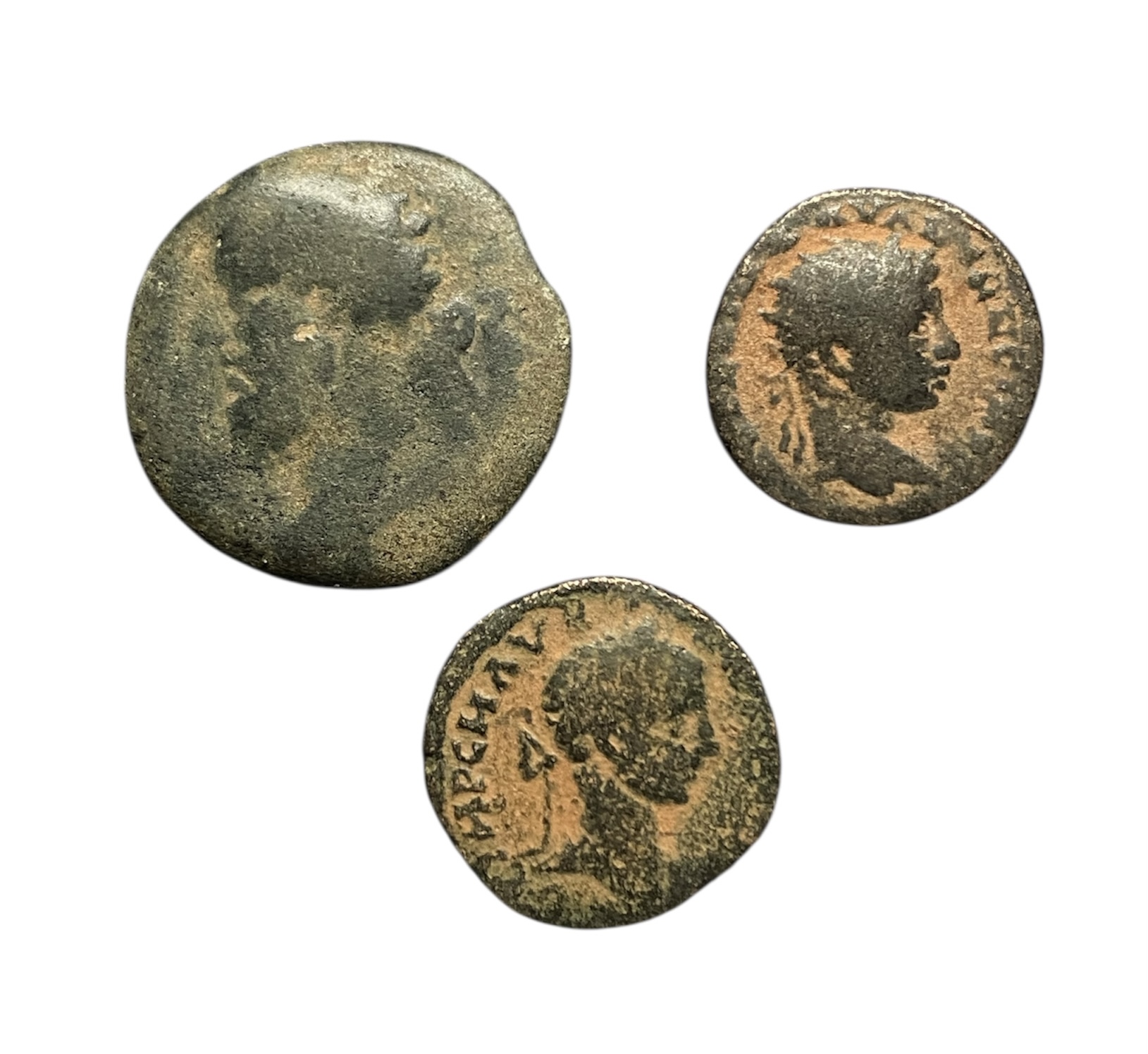 Lot of (3) Roman provincial coins to be identified, 2nd century AD.