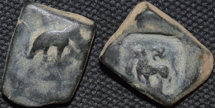 INDIA, TAXILA-PUSHKALAVATI City Coinage: AE 1+1/2 karshapana, Elephant ...