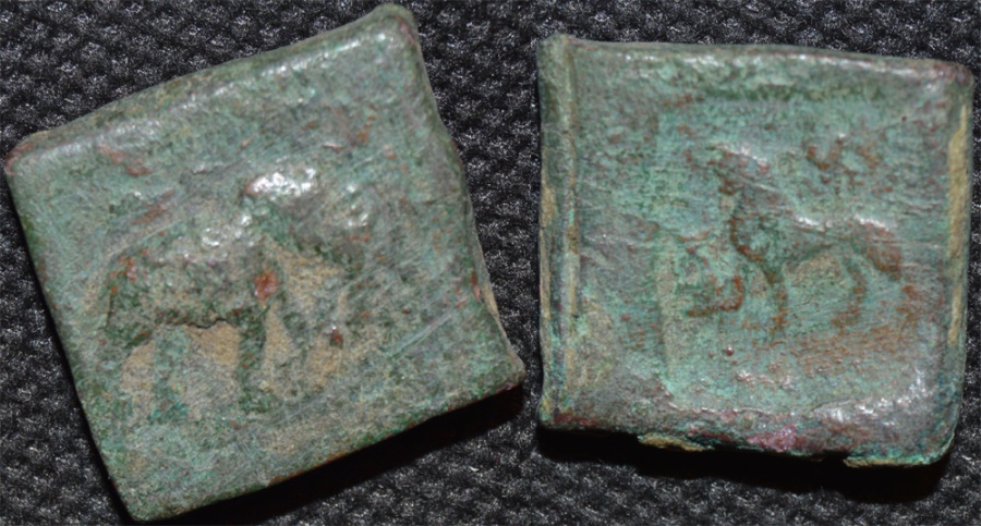 INDIA, TAXILA-PUSHKALAVATI City Coinage: AE 1+1/2 karshapana, Elephant ...