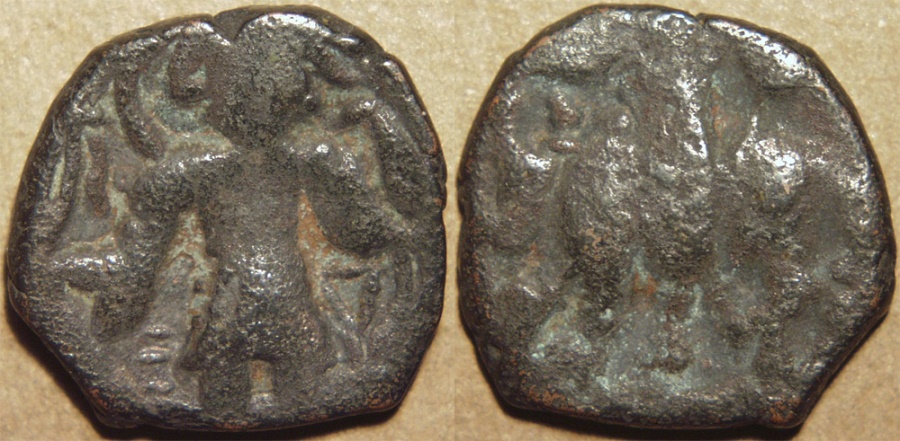 INDIA, KUSHAN: Vasudeva I AE reduced weight tetradrachm, with ...