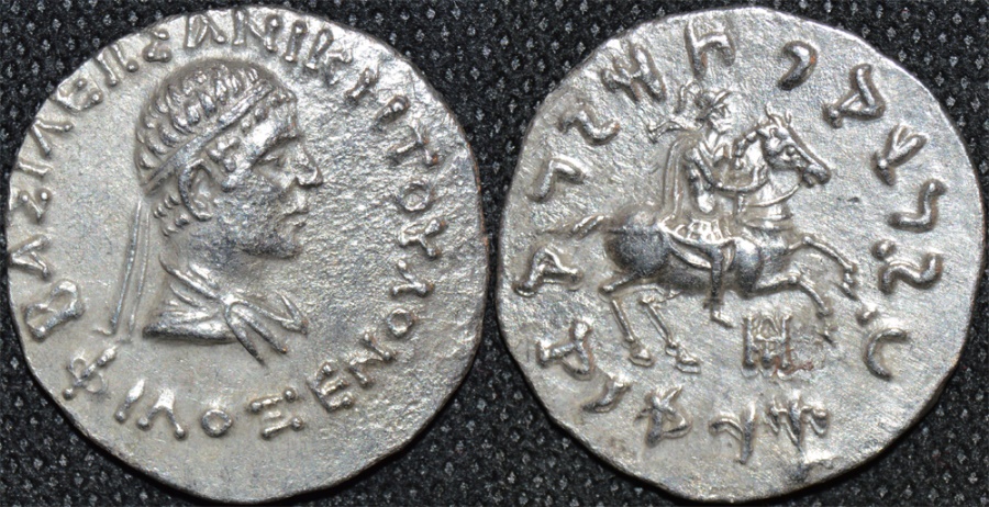 INDO-GREEK: Philoxenos (Philoxenus) AR tetradrachm, bare-headed type ...