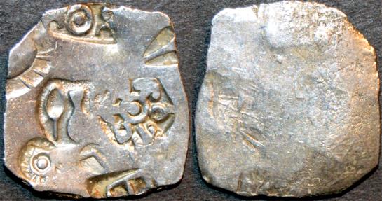 INDIA, MAGADHA: Series I AR punchmarked karshapana GH 259. RARE and CHOICE!