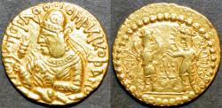 INDIA, Kushan: Huvishka Gold dinar, Serapis reverse. VERY RARE and CHOICE!