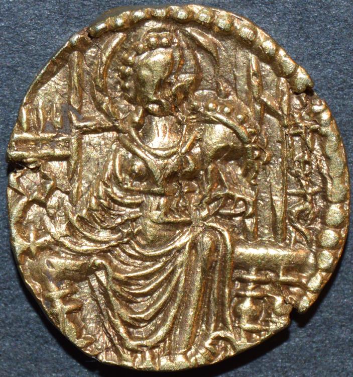 INDIA, KUSHAN, Shaka: Gold dinar with Sitam under arm. SCARCE and SUPERB!
