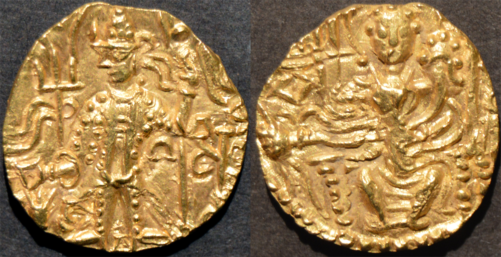 INDIA, Kushan: Vasu or Vasudeva II Gold dinar, G 574. SUPERB!