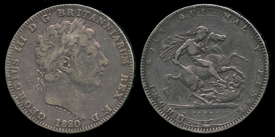 1820 LX Great Britain 1 Crown - George III - VF | European Coins