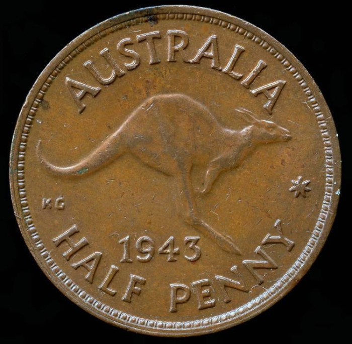 1943 M Australia 1/2 Penny XF | Australian & Oceanian Coins