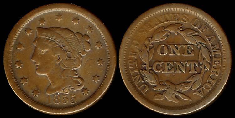 1855 Large Cent F | Large Cents