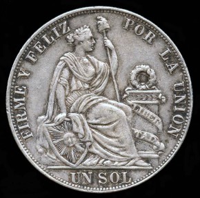 1892 TF Peru 1 Sol AU | South American Coins