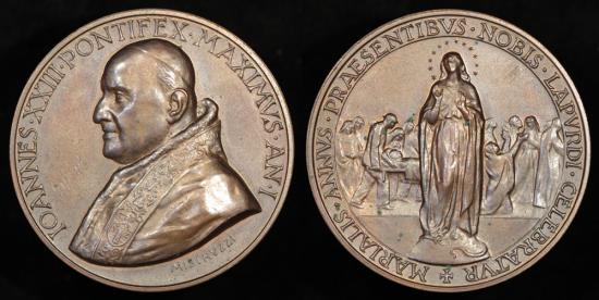 1959 Vatican - Pope John XXIII - Annual Medal (Year 1) In Memory of the Marian Year Celebrated ...