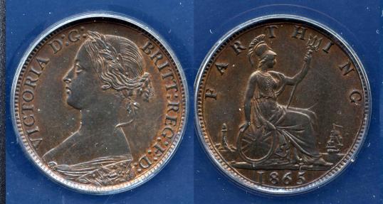 1865 Great Britain 1 Farthing ANACS MS63 | European Coins