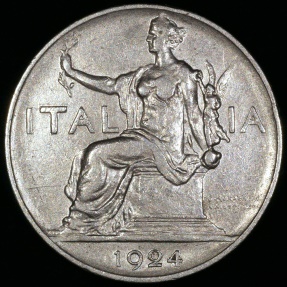 1924 R Italy 1 Lira - XF | European Coins