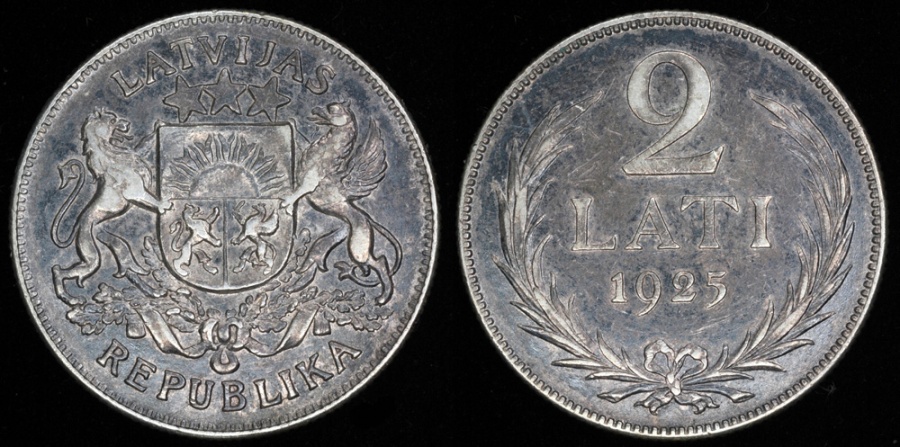 1925 Latvia 2 Lati XF | European Coins