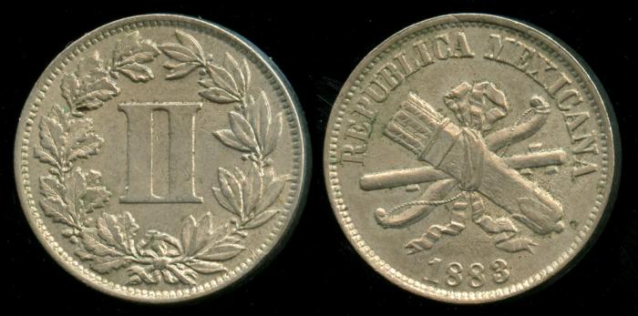 1883 Mexico 2 Centavo AU | North & Central American and Caribbean Coins