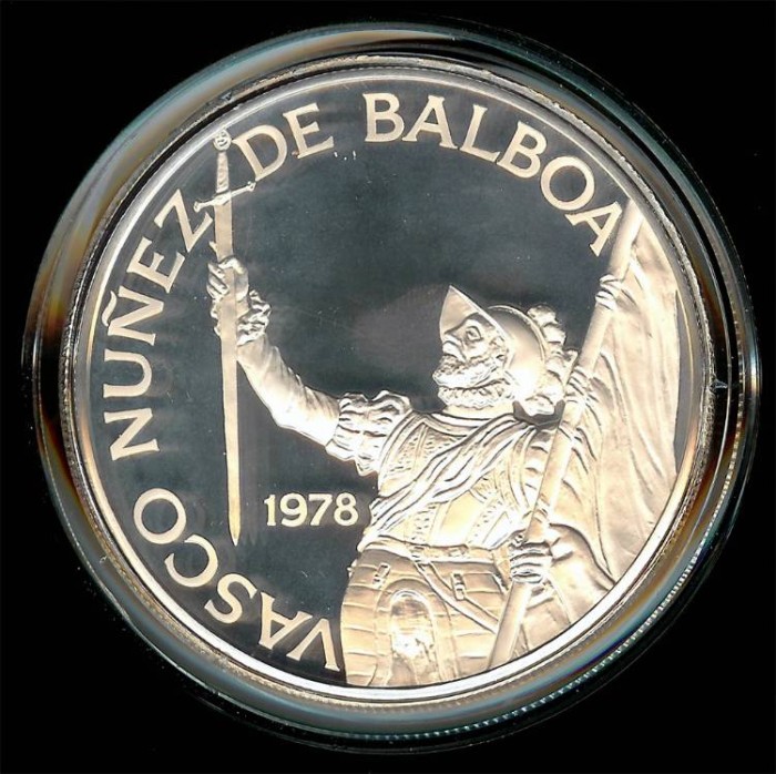 1978 Panama 20 Balboa - Vasco Nunez De Balboa - Silver Proof (Huge Coin ...