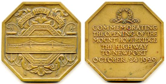 1929 United States - Mount Hope Bridge Rhode Island Dedication Medal by ...