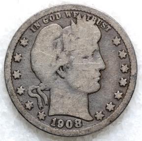 1908 D Barber Quarter - AG - Silver | Quarters