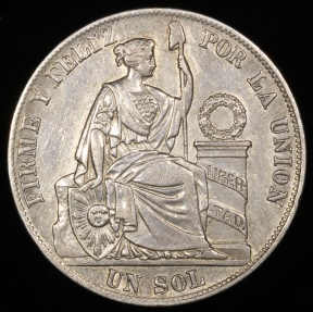 1882 BF Peru 1 Sol (unlisted variety) XF | South American Coins