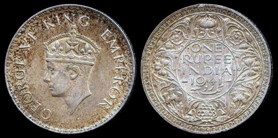 1941 B India 1 Rupee UNC | Asian and Middle Eastern Coins