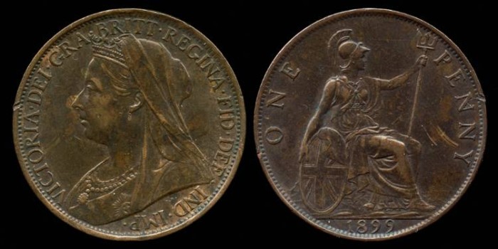 1899 Great Britain 1 Penny AU | European Coins