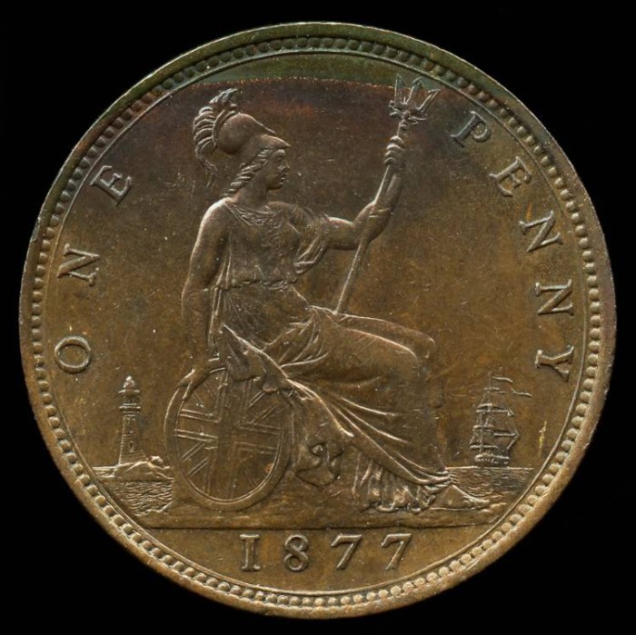 1877 Great Britain 1 Penny AU | European Coins
