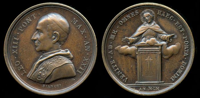 1900 Vatican - Pope Leo XIII Celebratory medal for the Jubilee Year and ...
