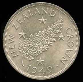 1949 New Zealand Crown Proposed Royal Visit Silver Commemorative BU