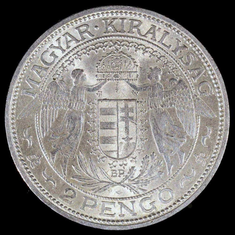 1938 BP Hungary 2 Pengo - Kingdom - UNC Silver | European Coins