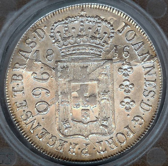 1816 R Brazil 960 Reis - Joao VI - SEGS AU50 | South American Coins