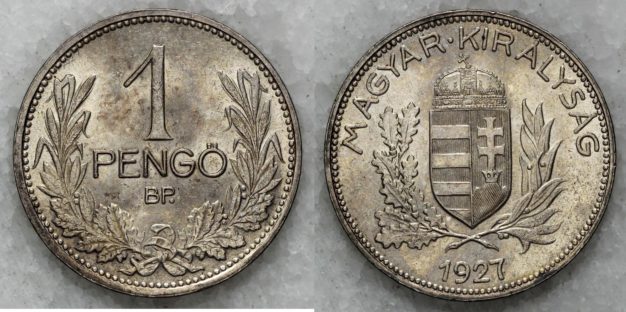 1927 BP Hungary 1 Pengo - BU - Silver | European Coins