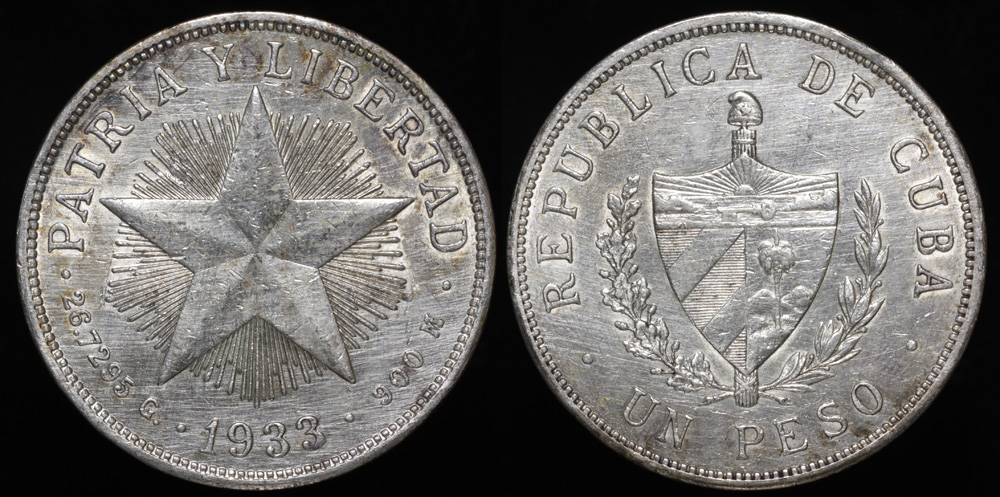 1933 Cuba Star Peso AU | North & Central American and Caribbean Coins