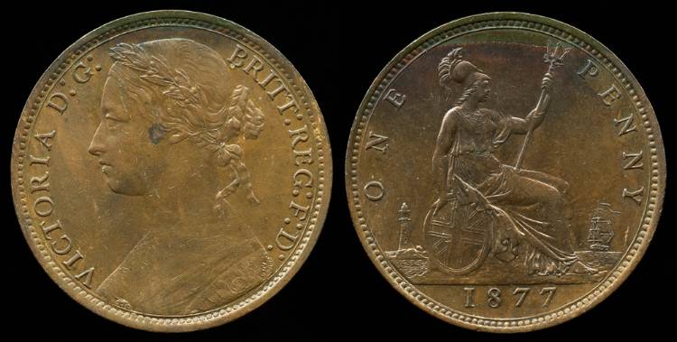 1877 Great Britain 1 Penny AU | European Coins