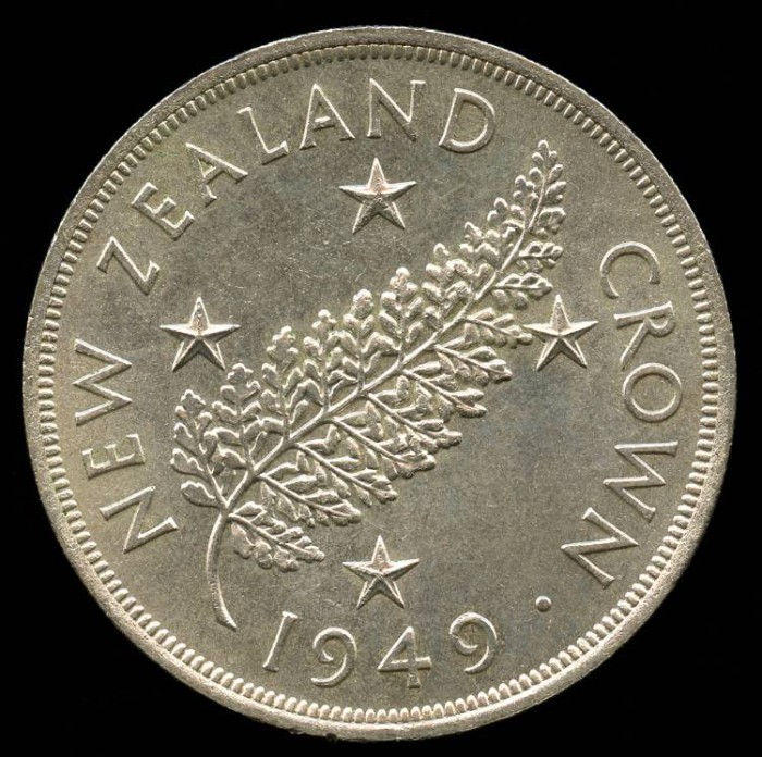 1949 New Zealand Crown Proposed Royal Visit Silver Commemorative BU