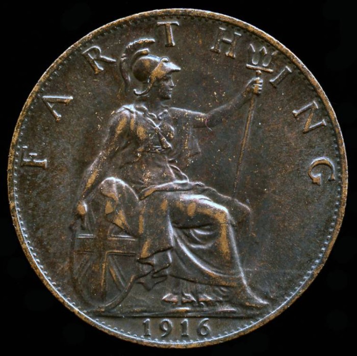 1916 Great Britain 1 Farthing UNC | European Coins