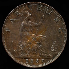1887 Great Britain 1 Farthing AU | European Coins