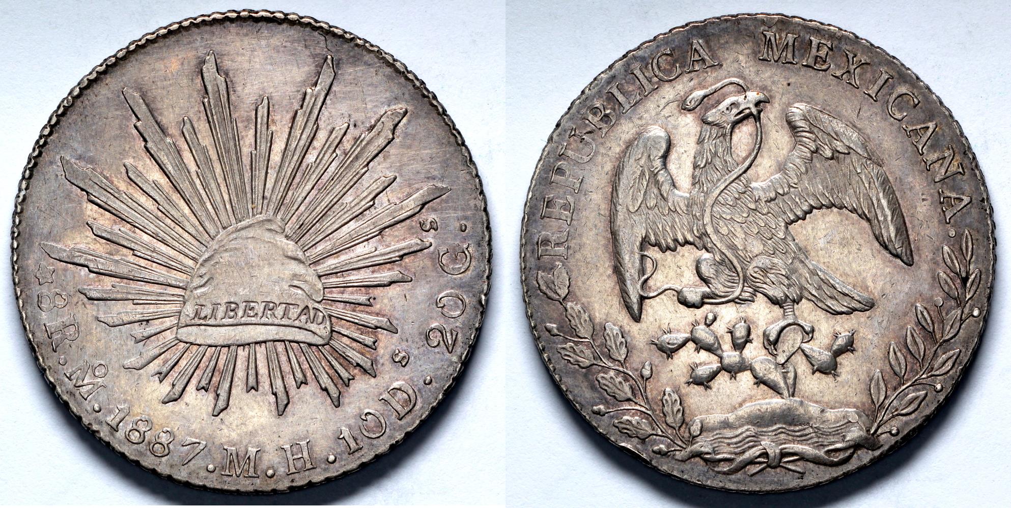 1887 MoMH Mexico 8 Reales - Mexico City Mint - AU Silver | North ...