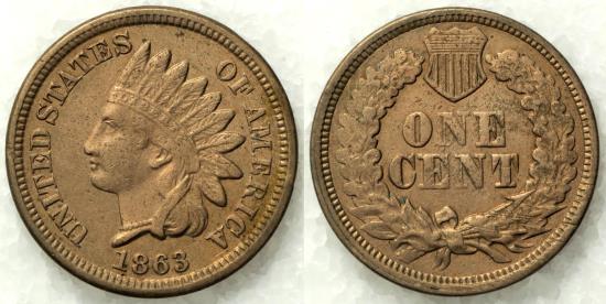 1863 Indian Head Cent - AU | Small Cents