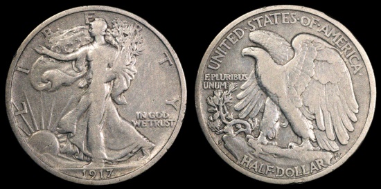 1917 S Walking Liberty Half Dollar (reverse mintmark) F | 50 Cents