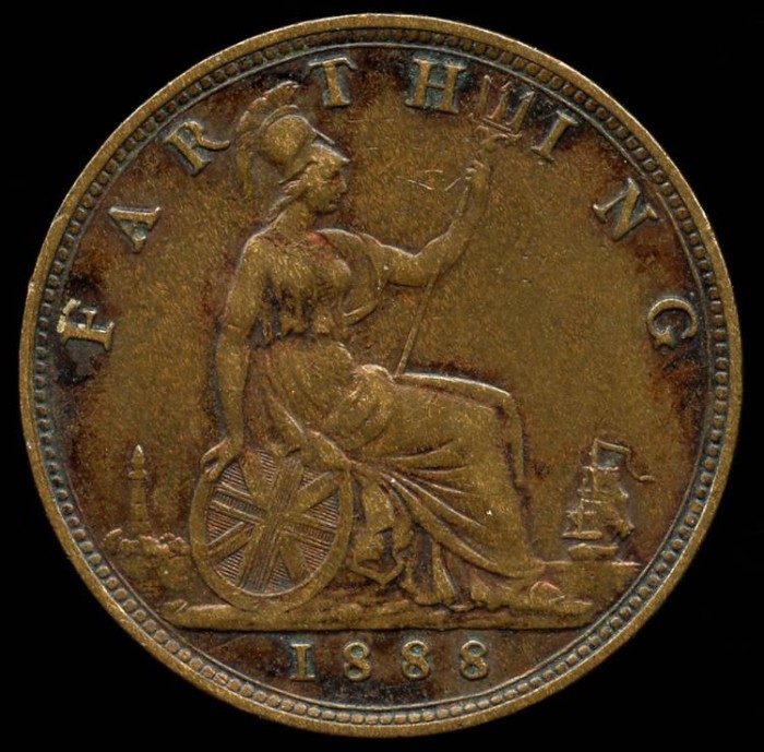 1888 Great Britain 1 Farthing AU | European Coins
