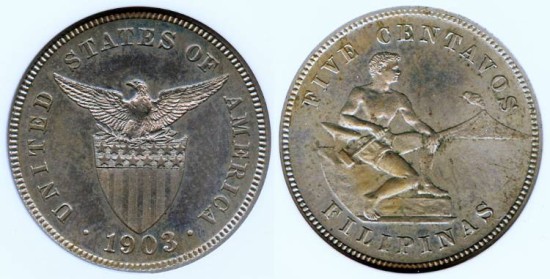 1903 Philippines 5 Centavos PR62 | Asian and Middle Eastern Coins