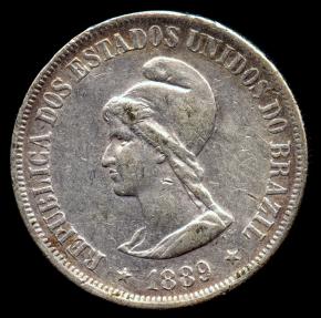1889 Brazil 500 Reis XF | South American Coins