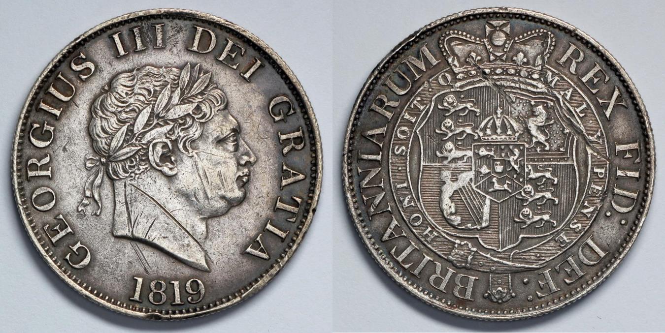 1819 Great Britain 1/2 Crown - George III - XF Silver | European Coins